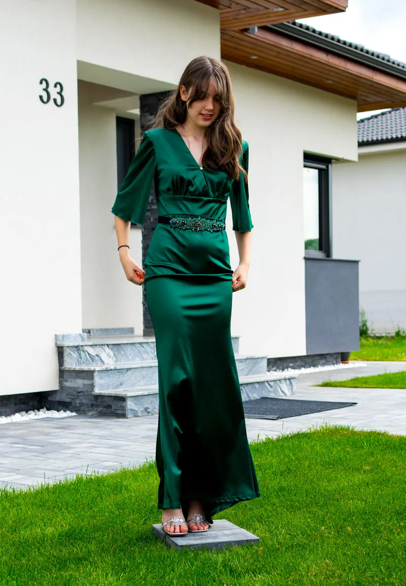 Rochie verde satin | rochii satin elegante | rochie satin roz | rochie ...