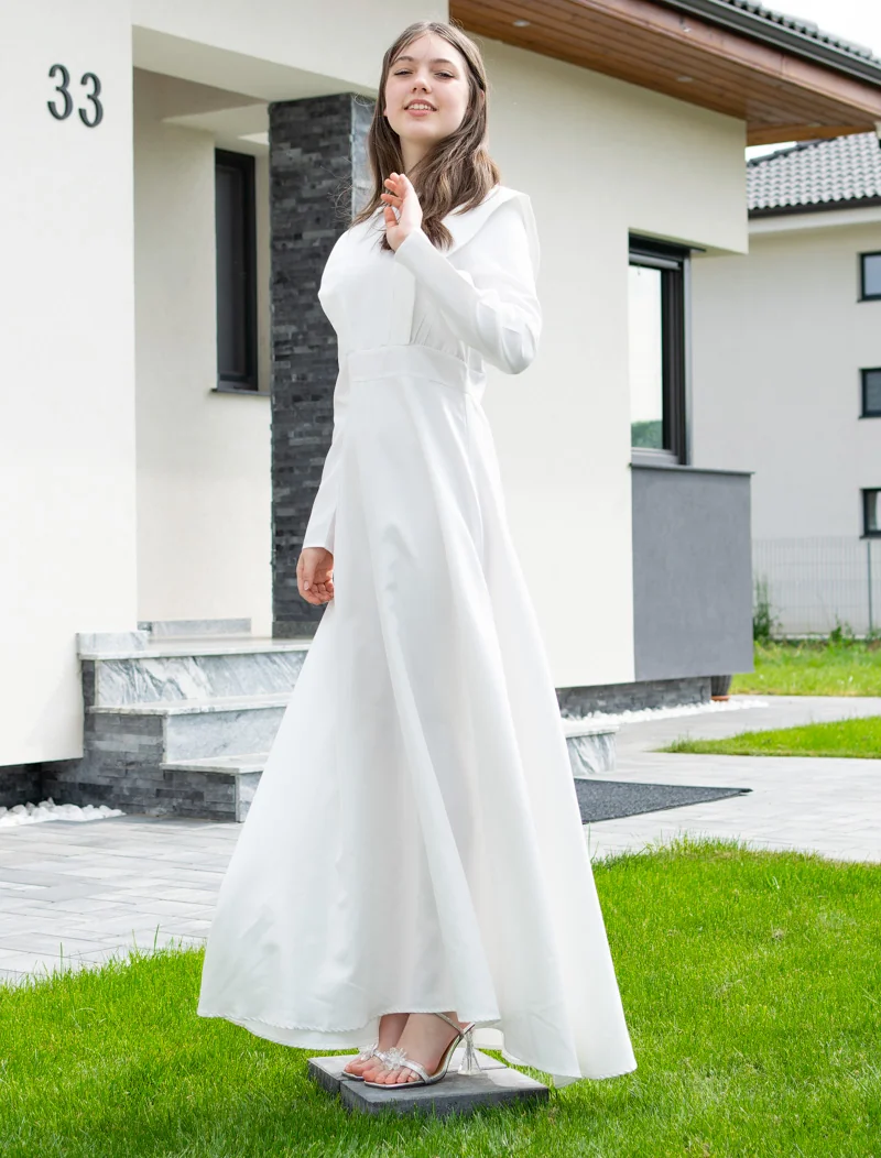 Rochie alba botez | rochie alba botez penticostal | rochie alba lunga ...