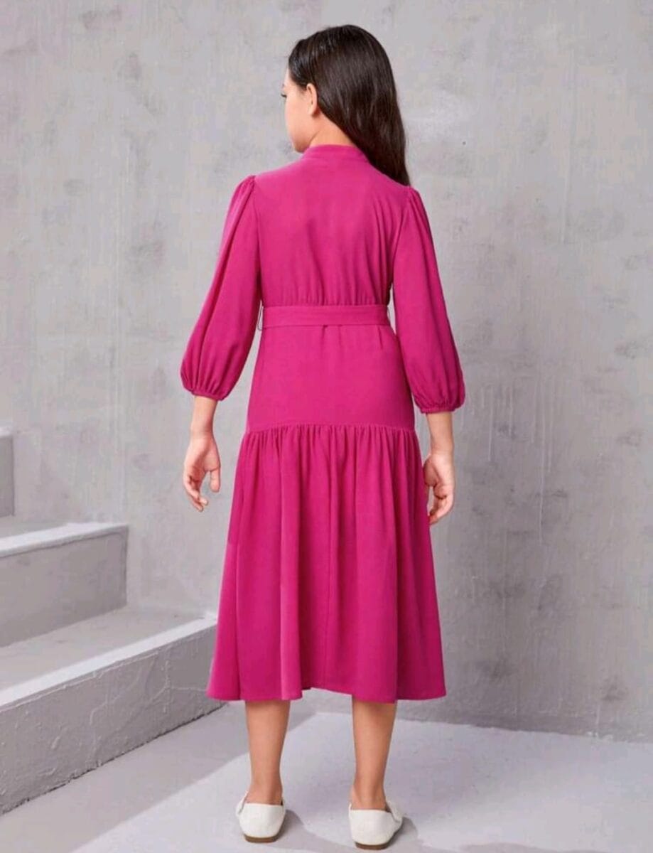 Rochita roz bombon pentru fetite | Rochita eleganta cu nasturei | 165 ...